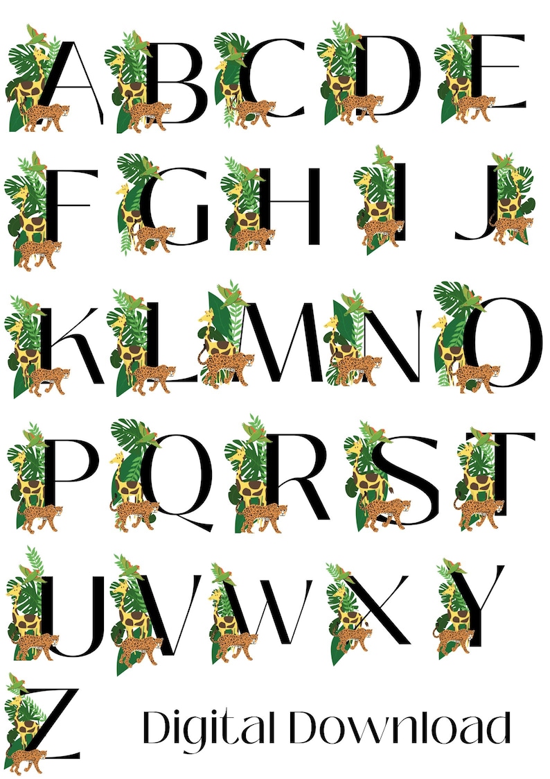 Jungle Alphabet Print | Digital Print - Etsy
