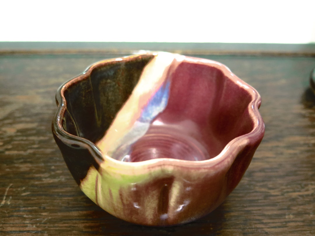 Vintage Handmade Pottery Fluted Cup/bowl/custard, Beautiful Color ...