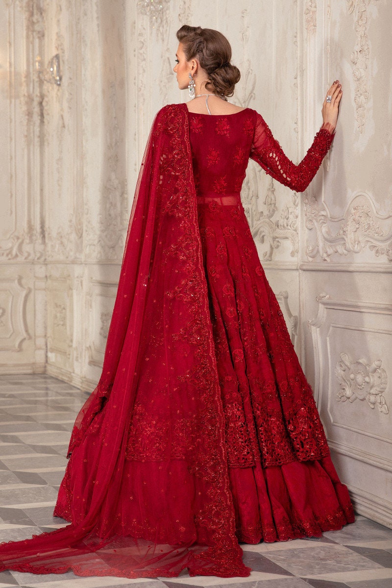 Red Gown With Embroidery
