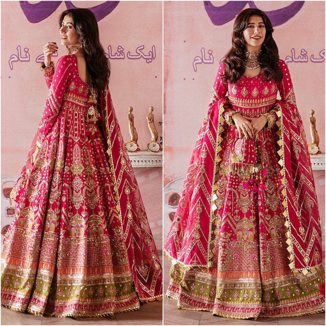 Pink Maxi Peshwas Long Dress Pakistani Indian Wedding Dresses - Etsy UK