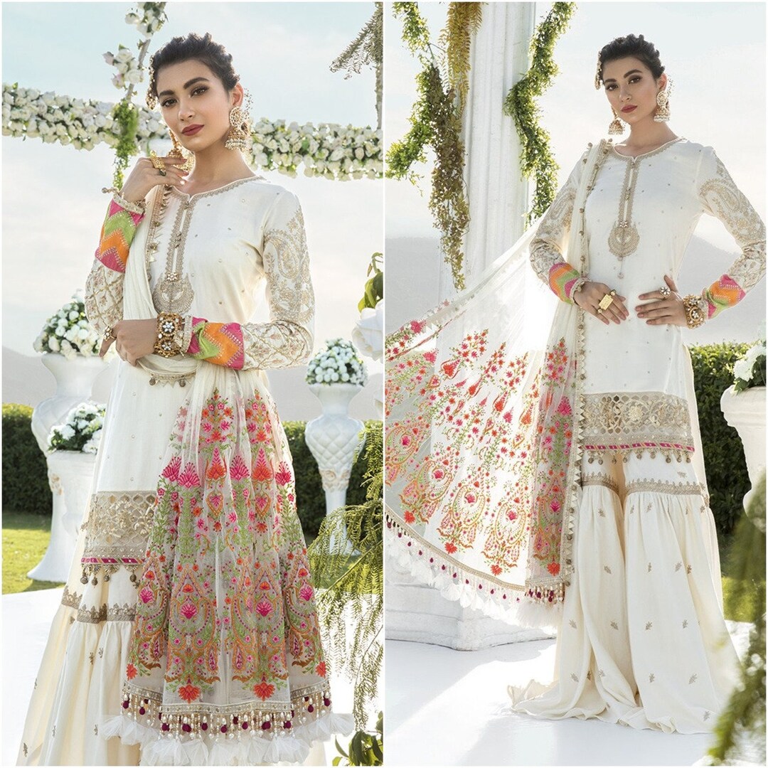 Custom Stitched Pakistani Indian Wedding Dresses Embroidery Clothes ...