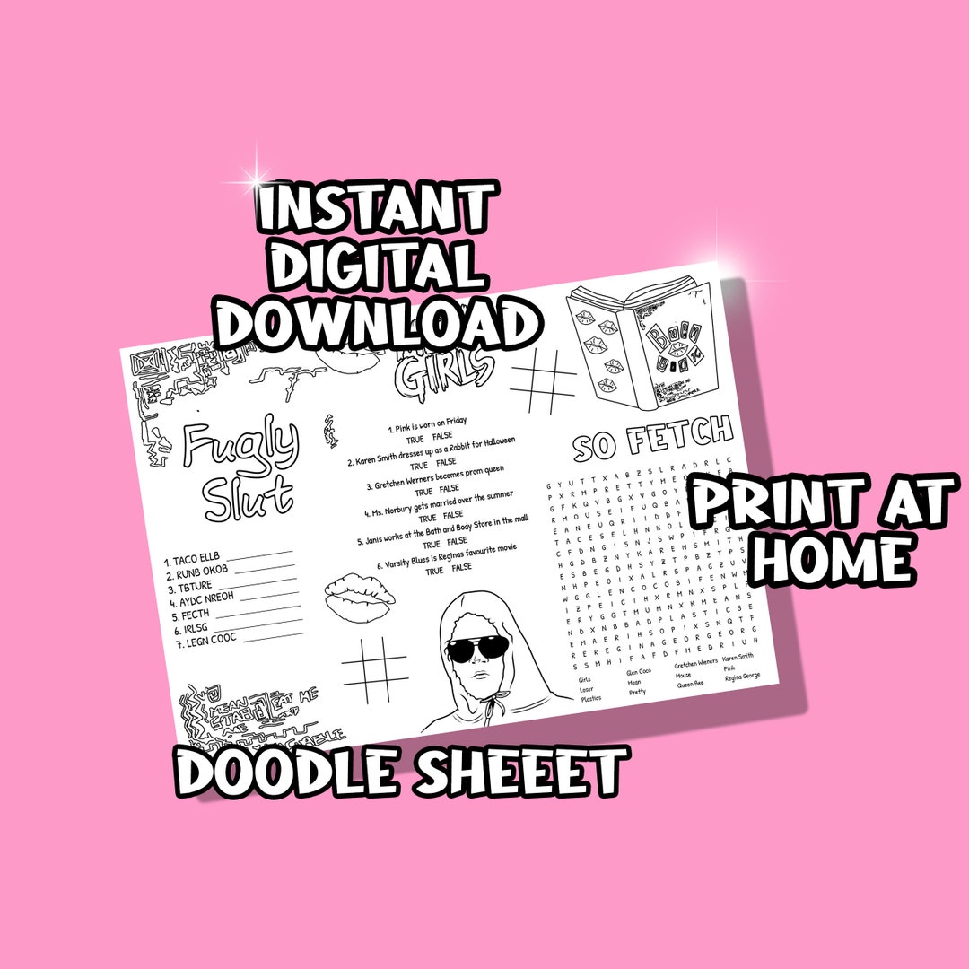 Mean Girls Movie Activity A3 Colouring Page Placemat Activity - Etsy