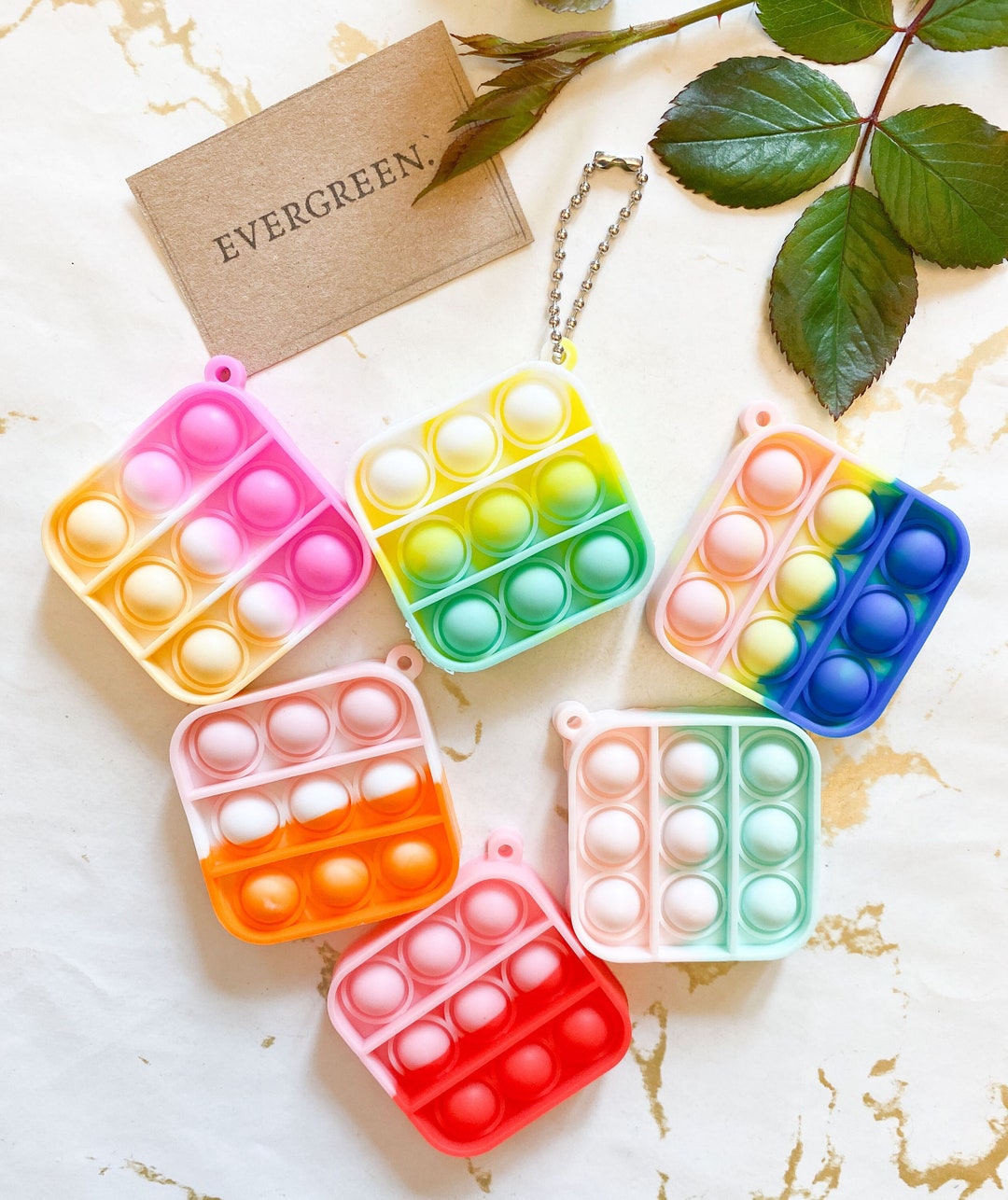 Pop Fidget Silicone Bubble Sensory Toy Keychain Wide Variety Available ...