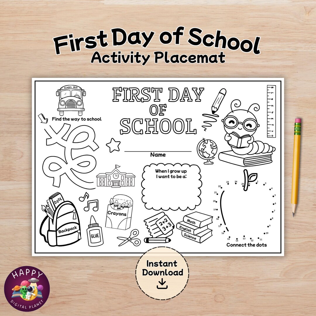 First Day of School Activity Placemat | Preschool & Kindergarten ...