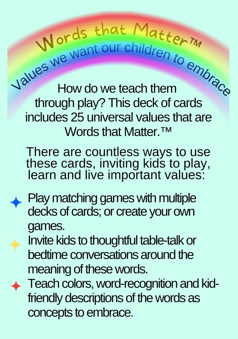 Words That Matter for Children™ Values for Playing, Learning & Living ...