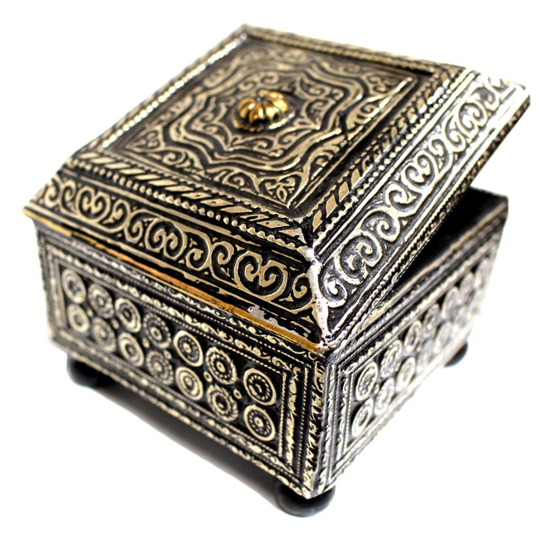 Vintage Style Moroccan Metal Jewelry Box - Etsy