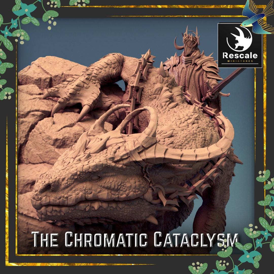 Draconic Lizard With Riders Rescale Miniatures Tabletop Miniature Hand ...