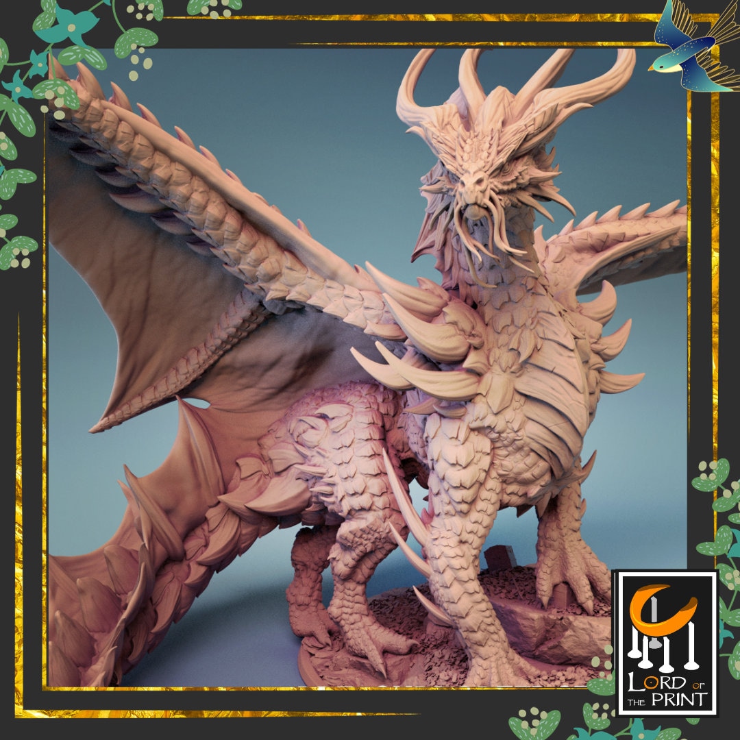 Gold Dragon Lord of the Print Tabletop Miniature Hand-painted Mini the ...