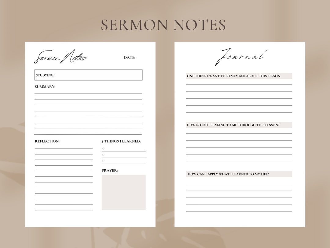 Printable Sermon Notes and Journaling Space PDF Journal - Etsy
