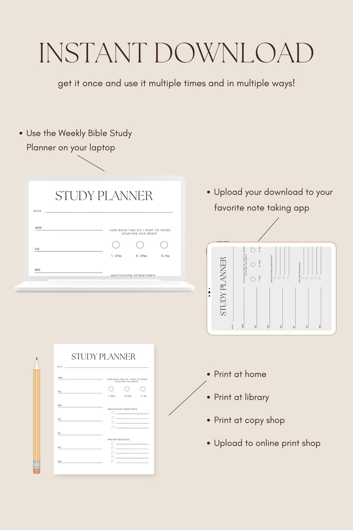 Weekly Bible Study Planner Printable | PDF Download, Christian ...