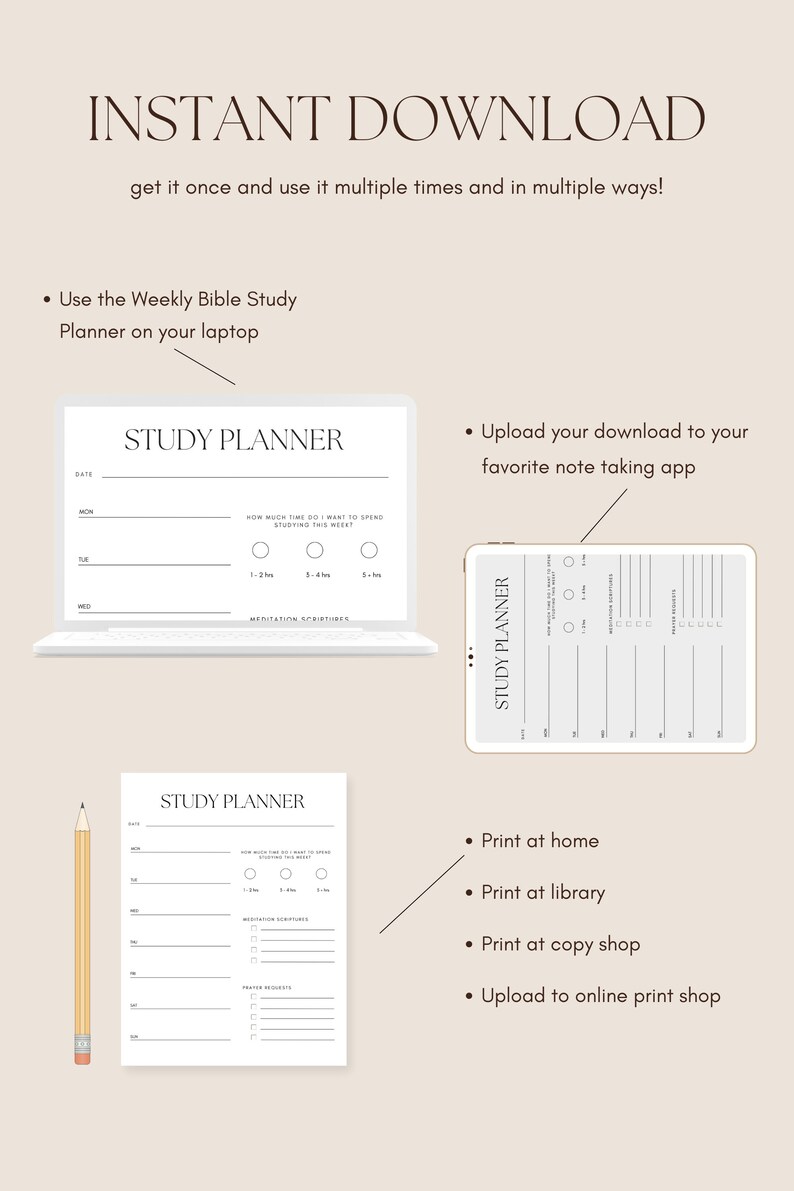 Weekly Bible Study Planner Printable | PDF Download, Christian ...