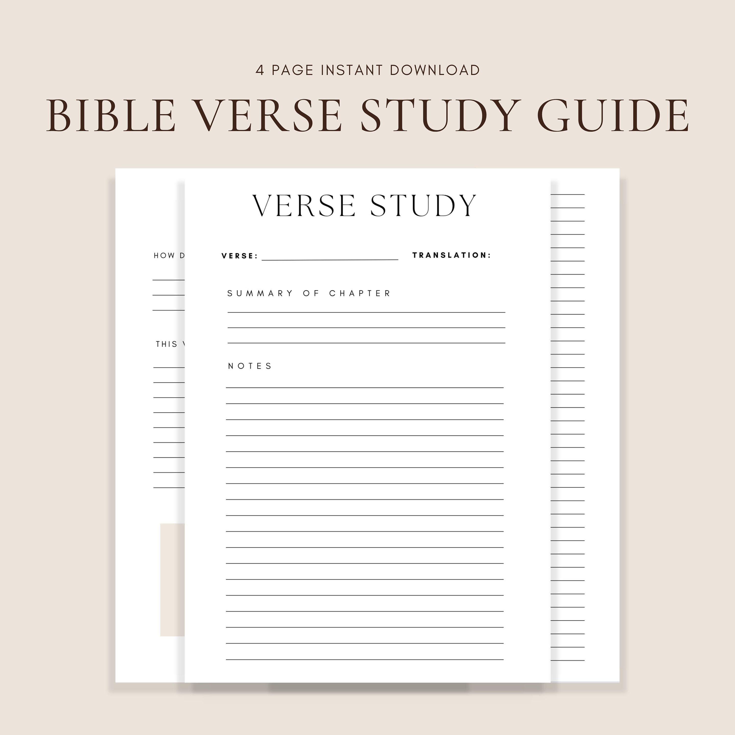Digital Bible Verse Study Guide, Christian Printable, Bible Study for ...