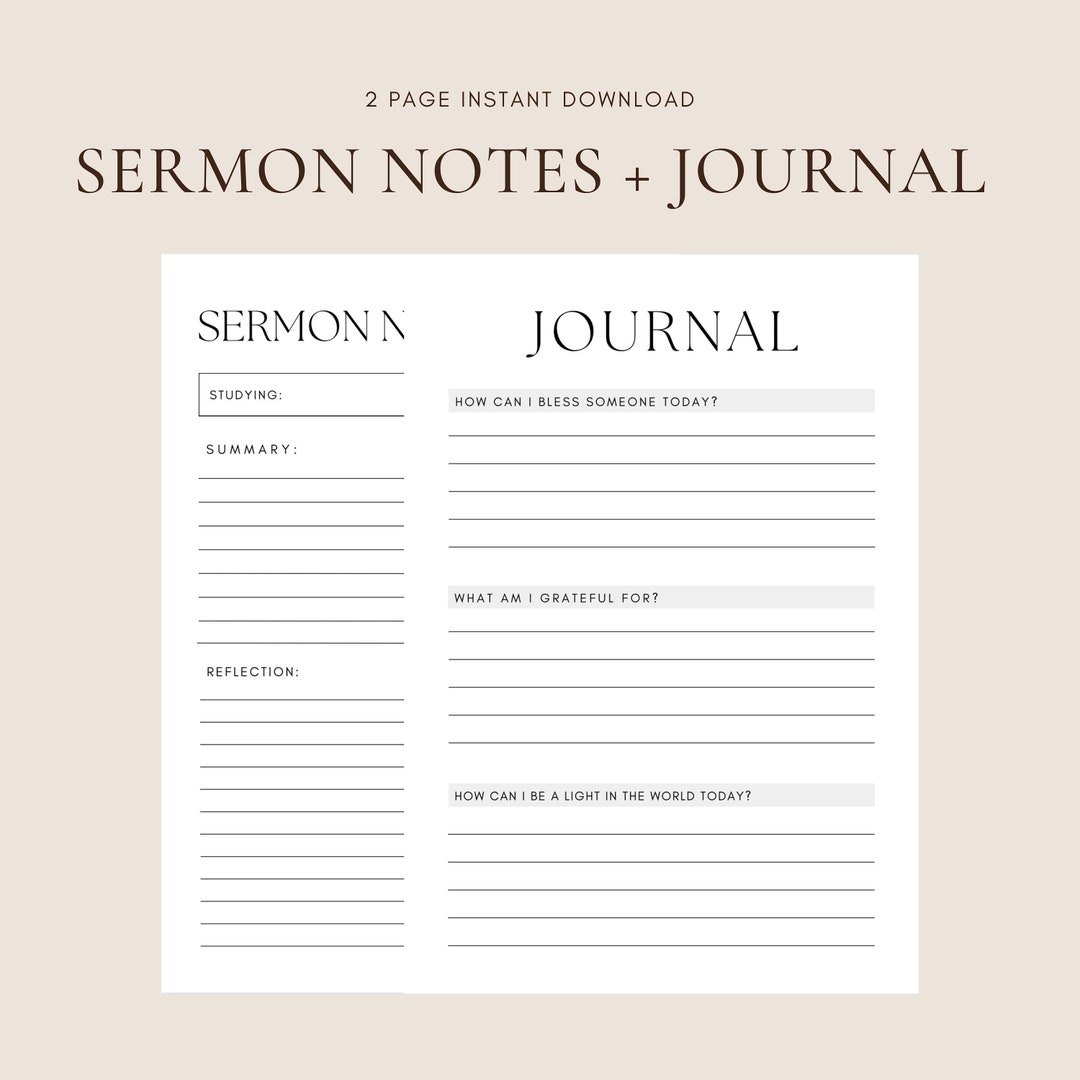Printable Sermon Notes and Journaling Space PDF | Journal, Study, and ...