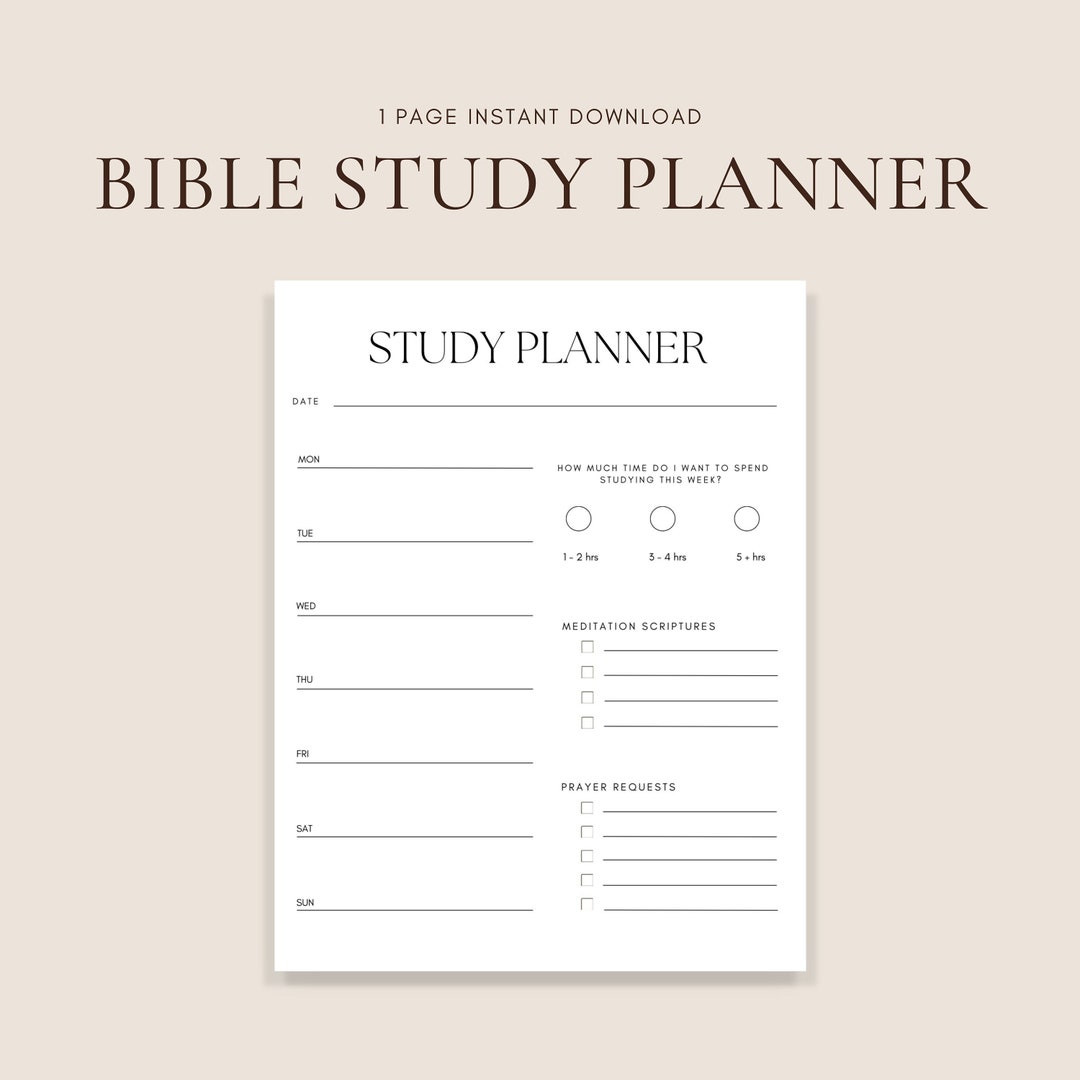 Weekly Bible Study Planner Printable | PDF Download, Christian ...