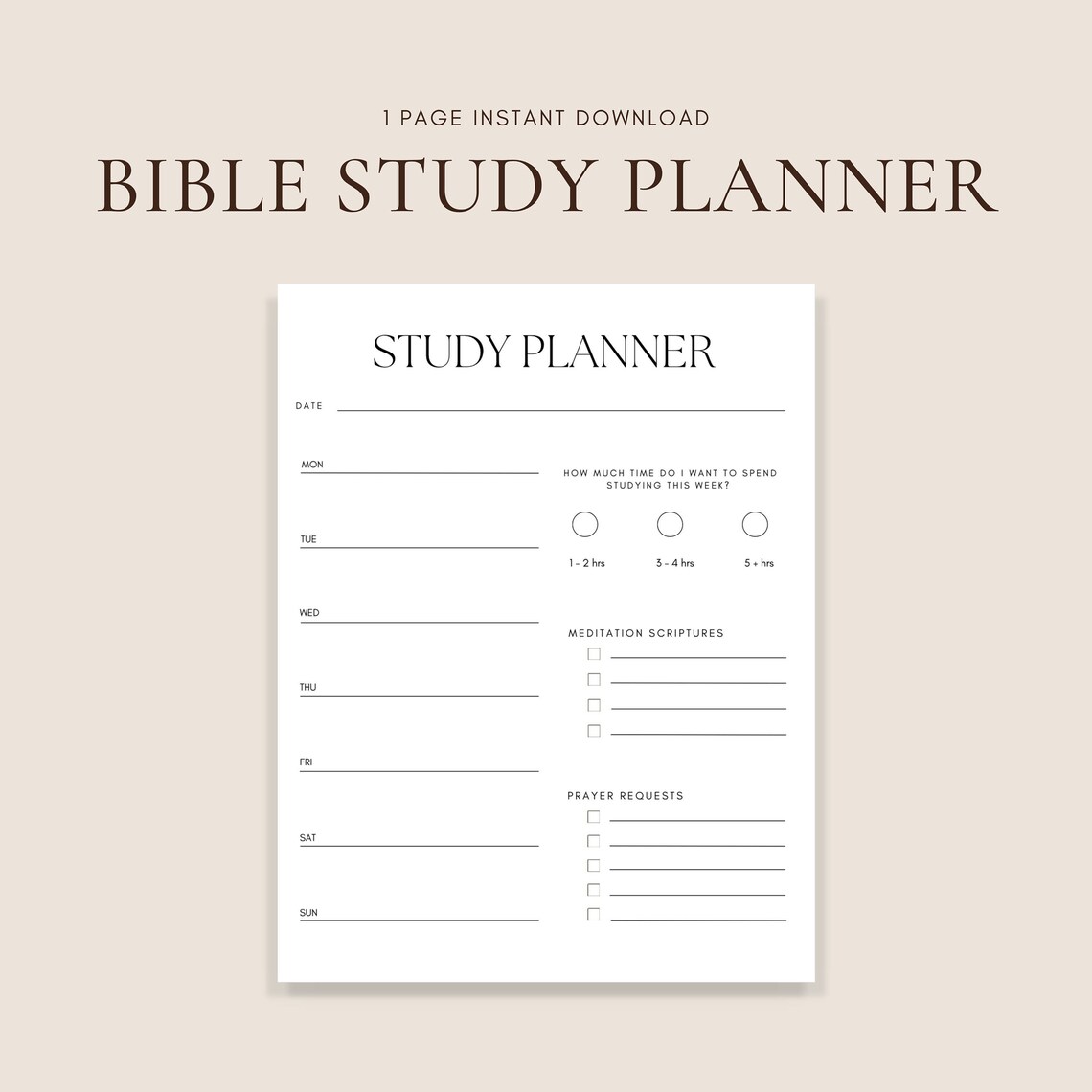 Weekly Bible Study Planner Printable | PDF Download, Christian ...