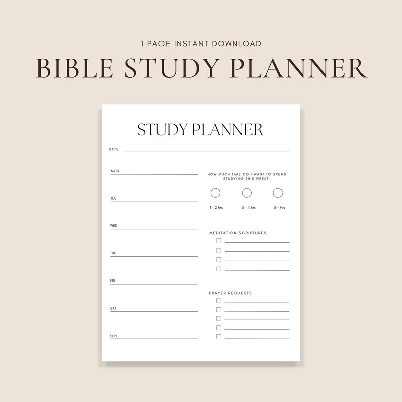 Weekly Bible Study Planner Printable | PDF Download, Christian ...