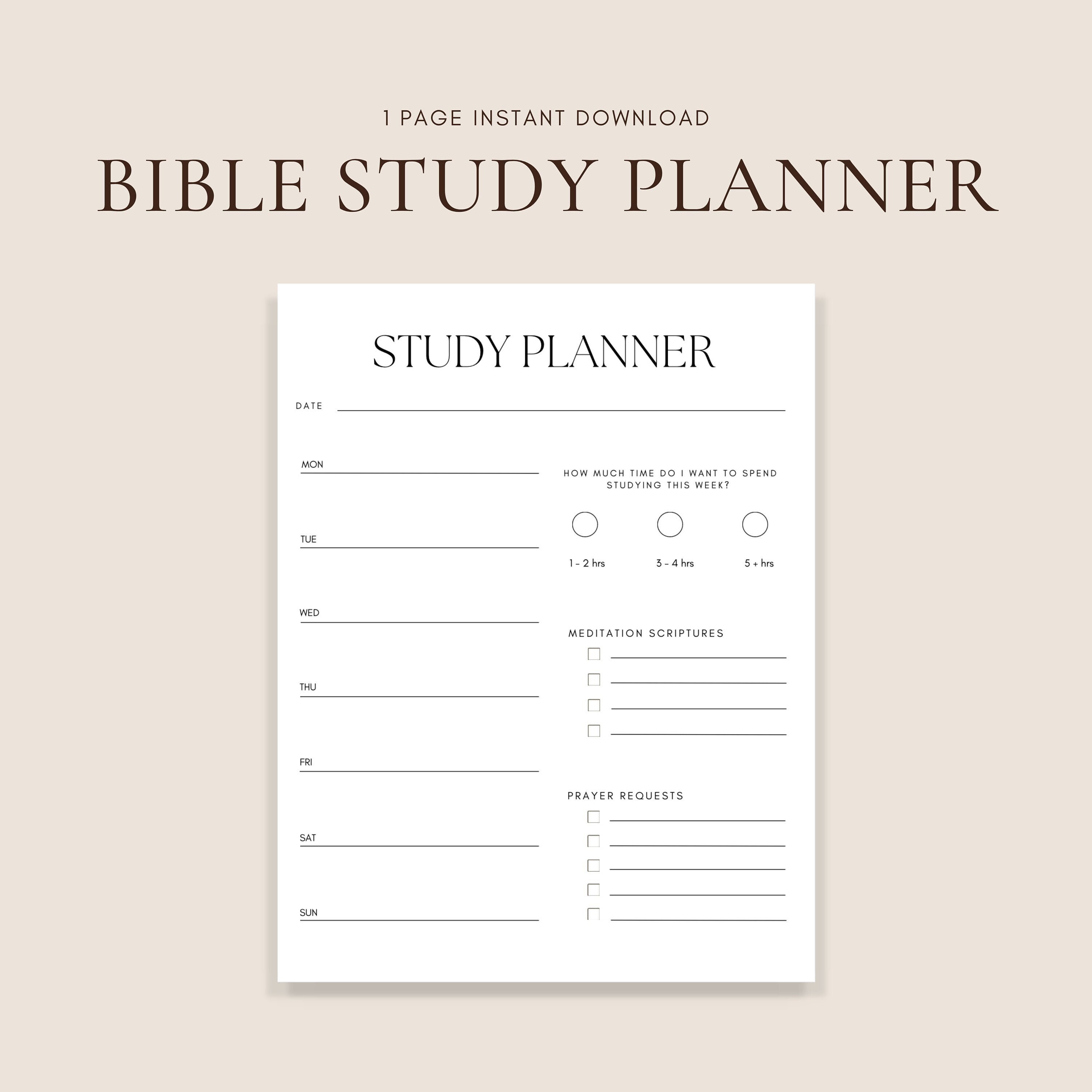 Weekly Bible Study Planner Printable | PDF Download, Christian ...