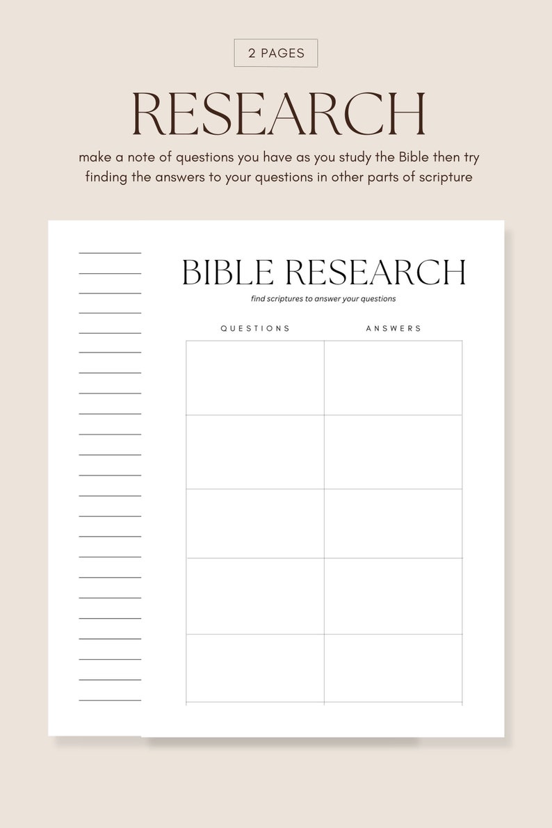 Printable Bible Study, Bible Study Questions, Bible Worksheet | Instant ...