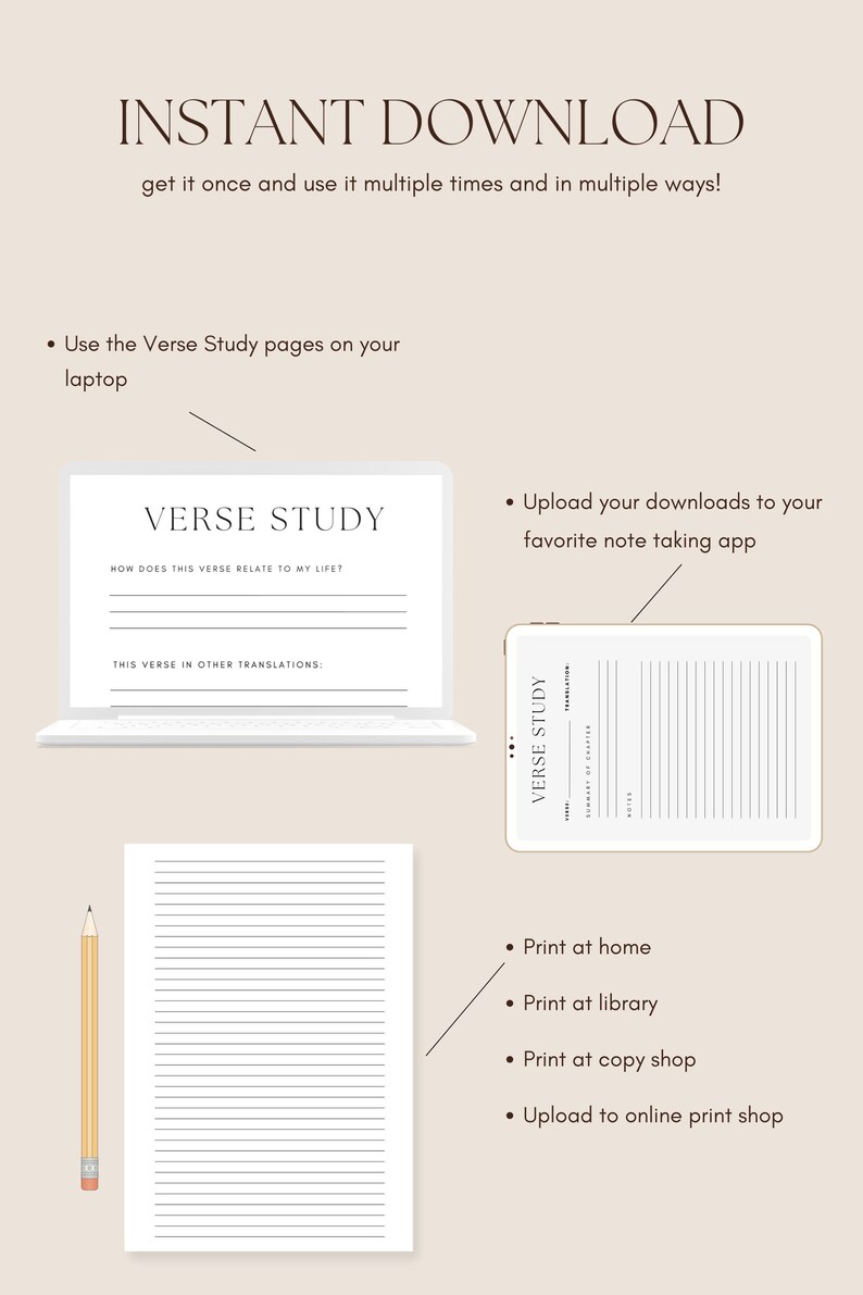 Digital Bible Verse Study Guide, Christian Printable, Bible Study for ...