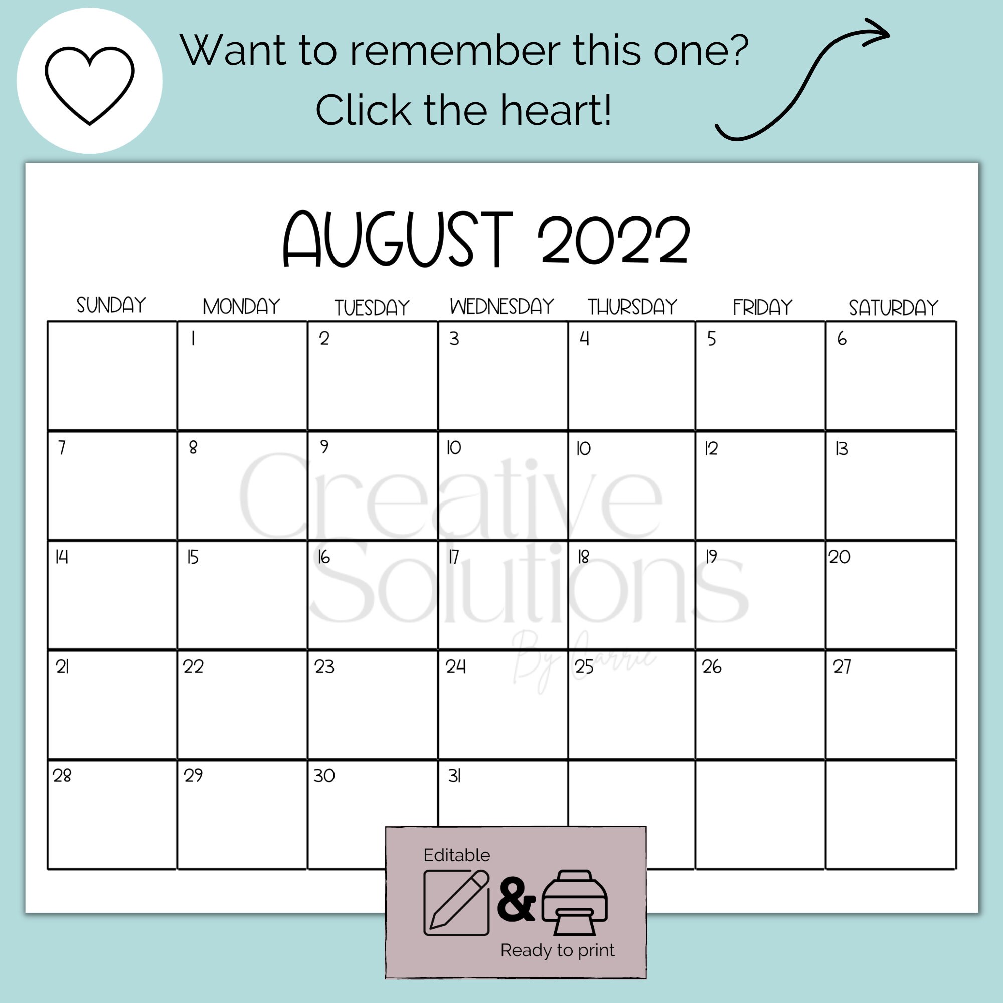 2022-2023 Editable Printable Calendars 18 Month Calendars - Etsy UK