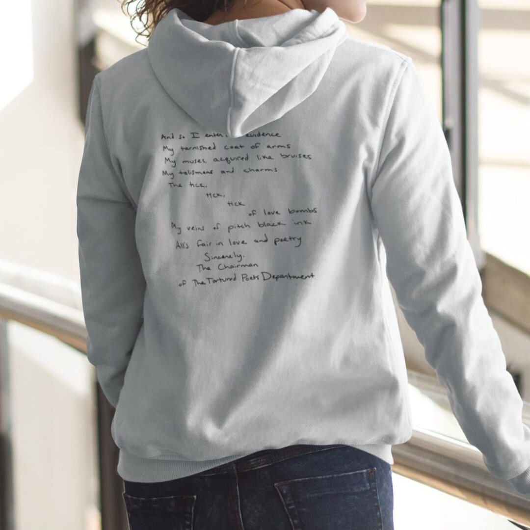 TTPD Handwritten Poem Hoodie, Tortured Poets Department, Lyrics, Unisex ...
