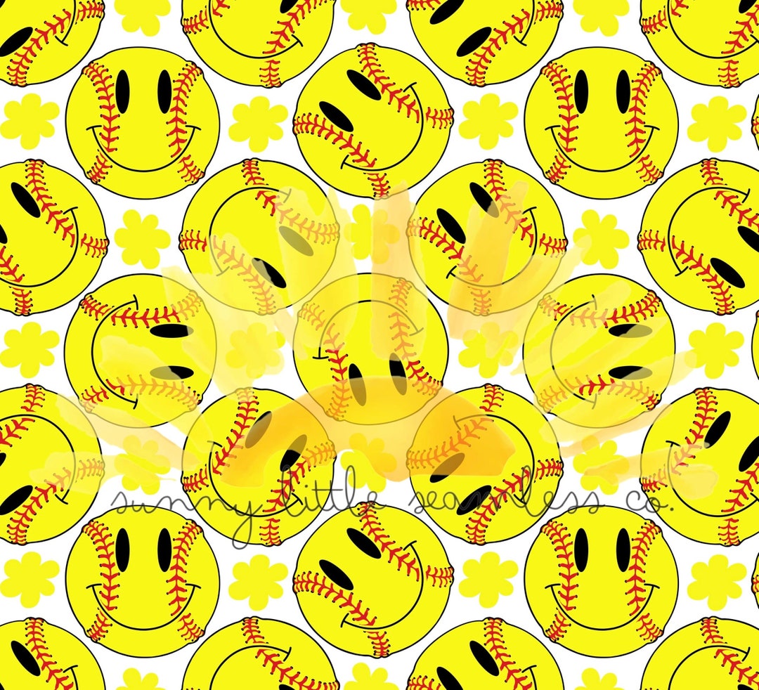 Floral Softball Smileys Seamless File | Softball Seamless File ...