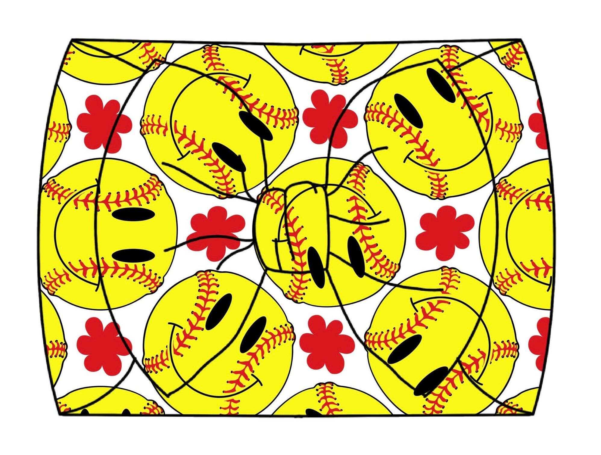 Floral Softball Smileys Seamless File | Softball Seamless File ...