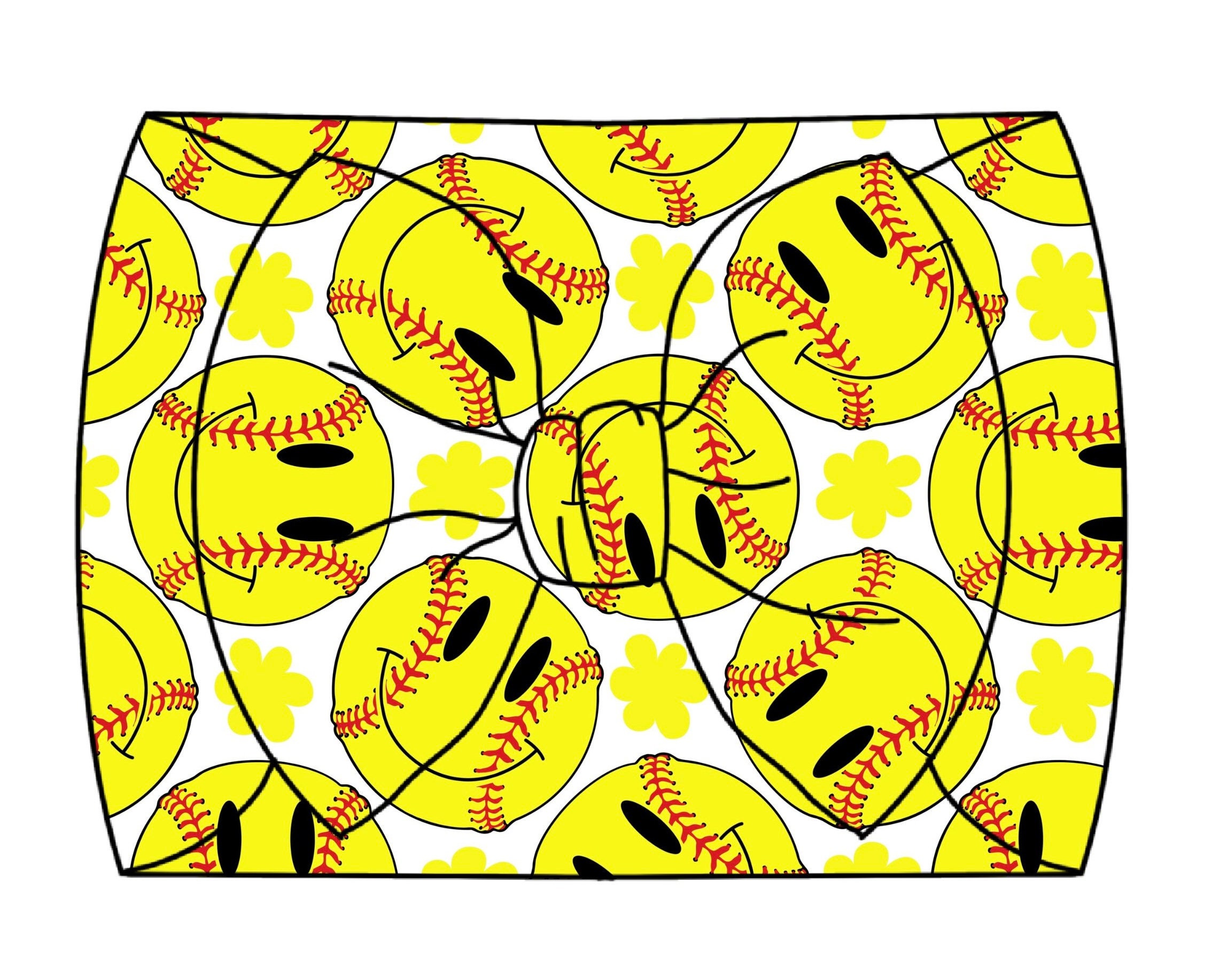 Floral Softball Smiley Face Seamless File (digital Download) - Etsy