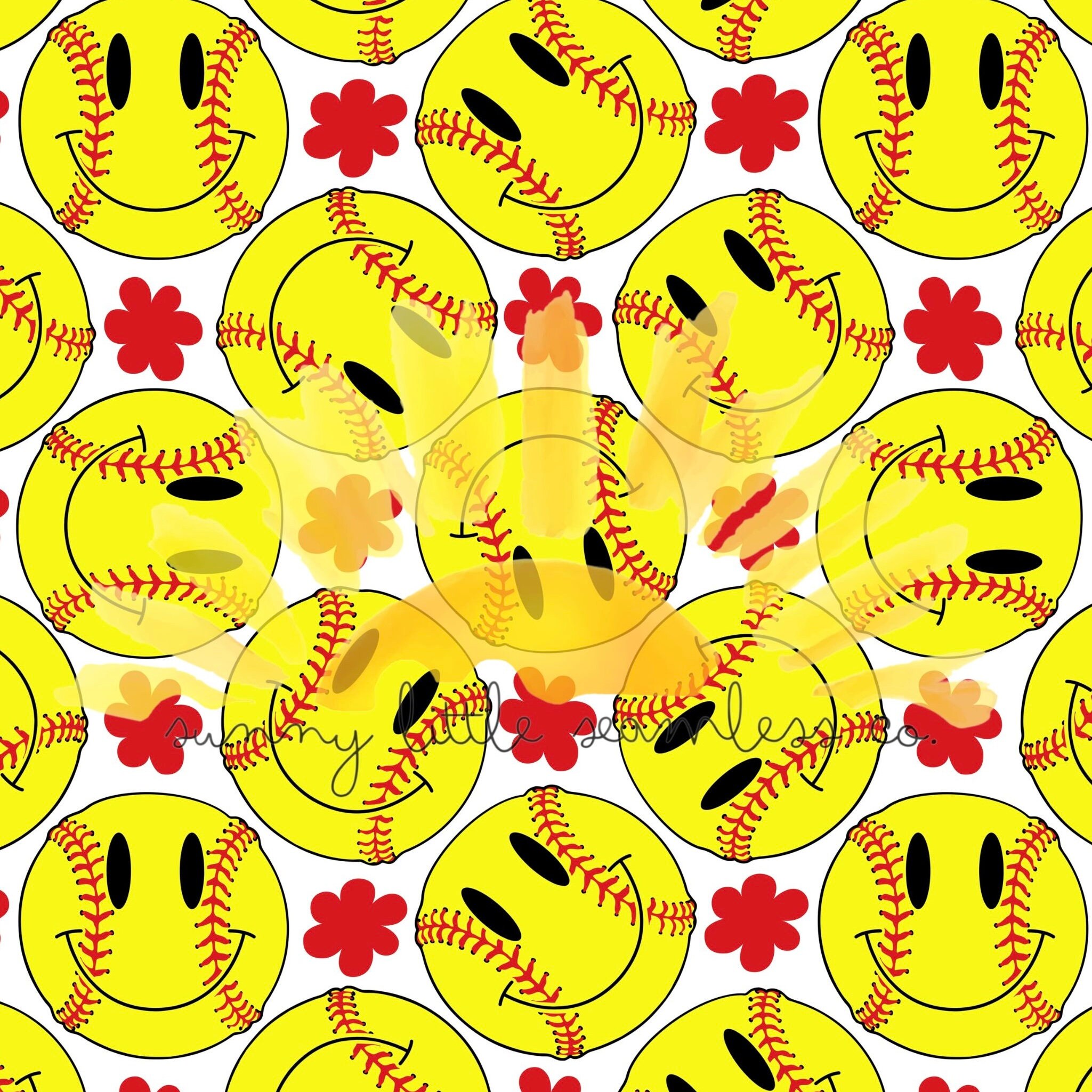 Floral Softball Smileys Seamless File | Softball Seamless File ...