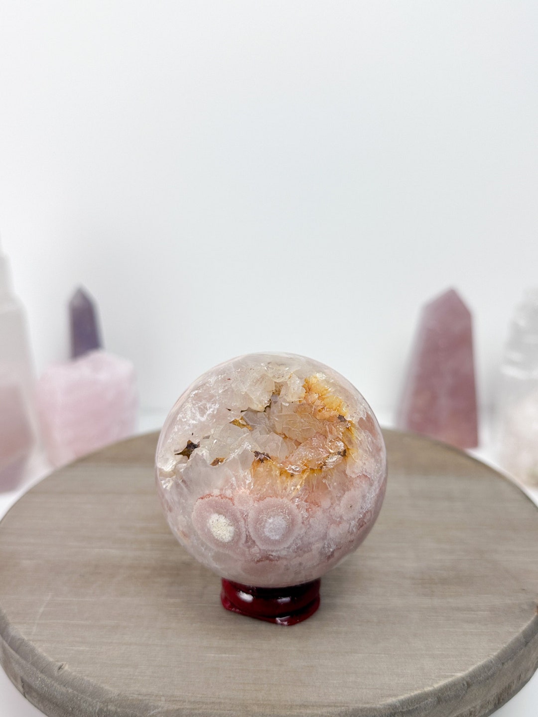 Flower Agate Pink Amethyst Sphere | Druzy Pink Amethyst | Flower Agate ...