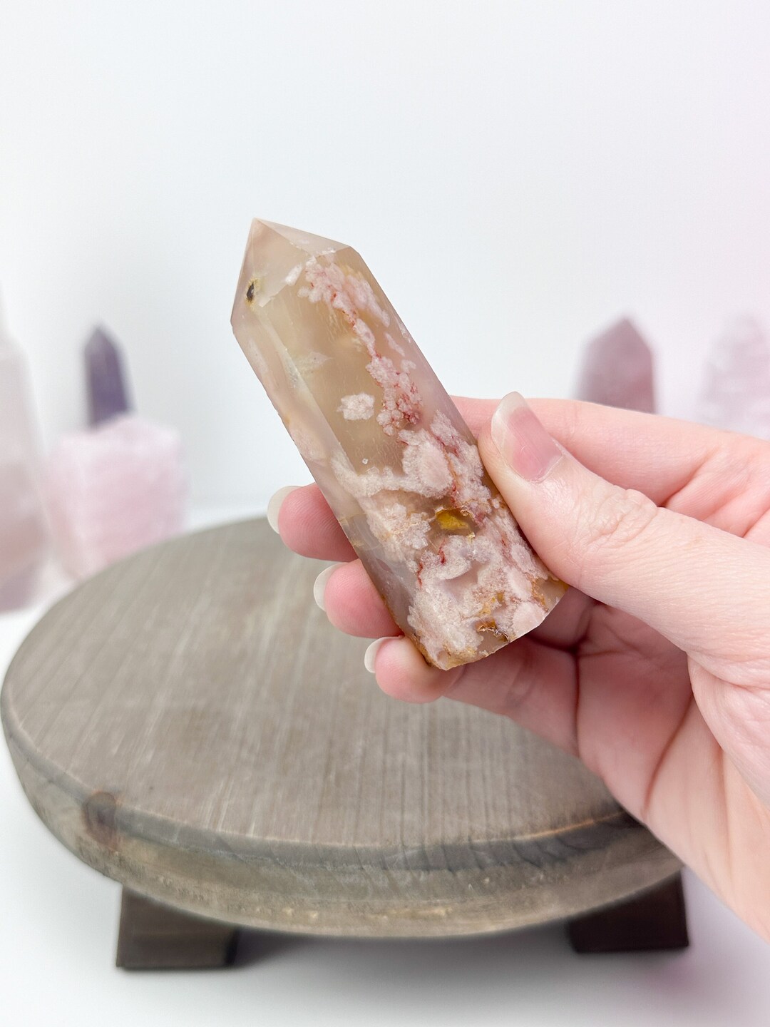 Pinky Flower Agate Tower | Dark Red Flower Agate | Carnelian Flower ...