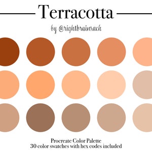 Terracotta Procreate Color Palette 30 Color Swatches Neutral, Orange ...