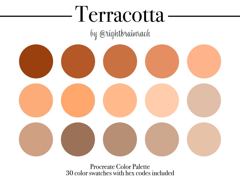 Terracotta Procreate Color Palette 30 Color Swatches Neutral, Orange ...
