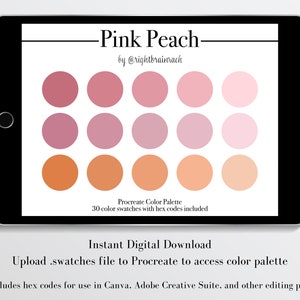 Pink Peach Procreate Color Palette 30 Color Swatches Warm, Cozy, Orange ...