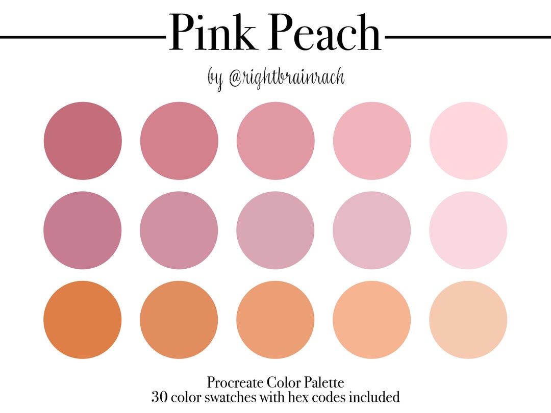 Pink Peach Procreate Color Palette 30 Color Swatches Warm Cozy Orange