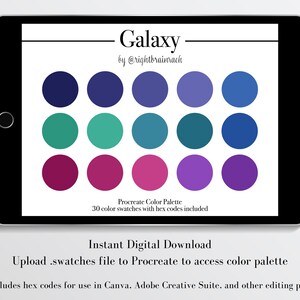Galaxy Procreate Color Palette 30 Color Swatches Vibrant, Neon, Outer ...