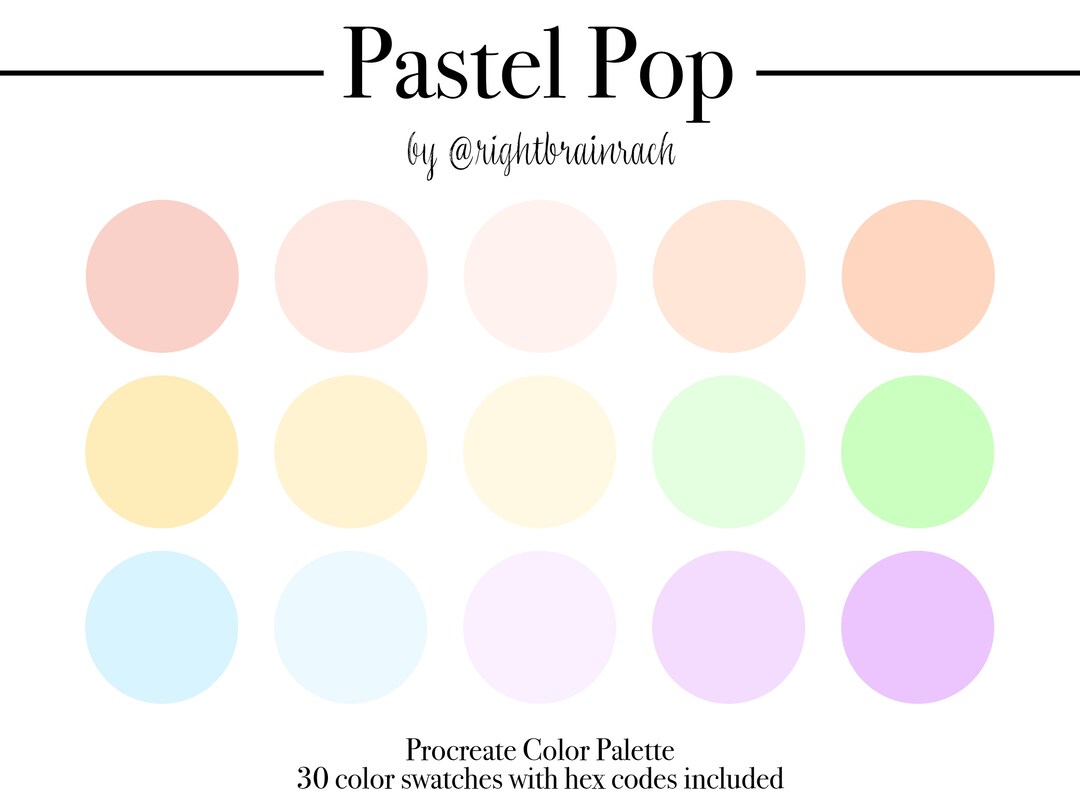 Pastel Pop Procreate Color Palette 30 Color Swatches Light, Subtle ...