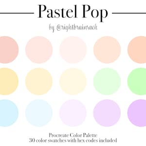 Pastel Pop Procreate Color Palette 30 Color Swatches Light, Subtle ...