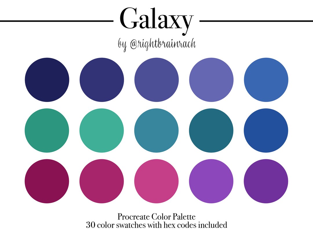 Galaxy Procreate Color Palette | 30 Color Swatches | Vibrant, Neon ...