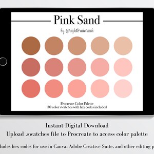 Pink Sand Procreate Color Palette 30 Color Swatches Warm, Neutral, Rose ...