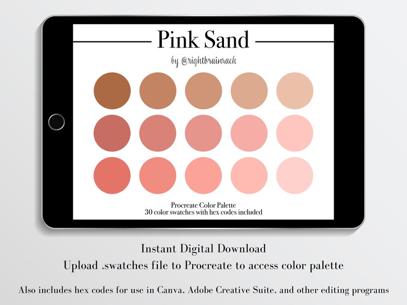 Pink Sand Procreate Color Palette 30 Color Swatches Warm, Neutral, Rose ...