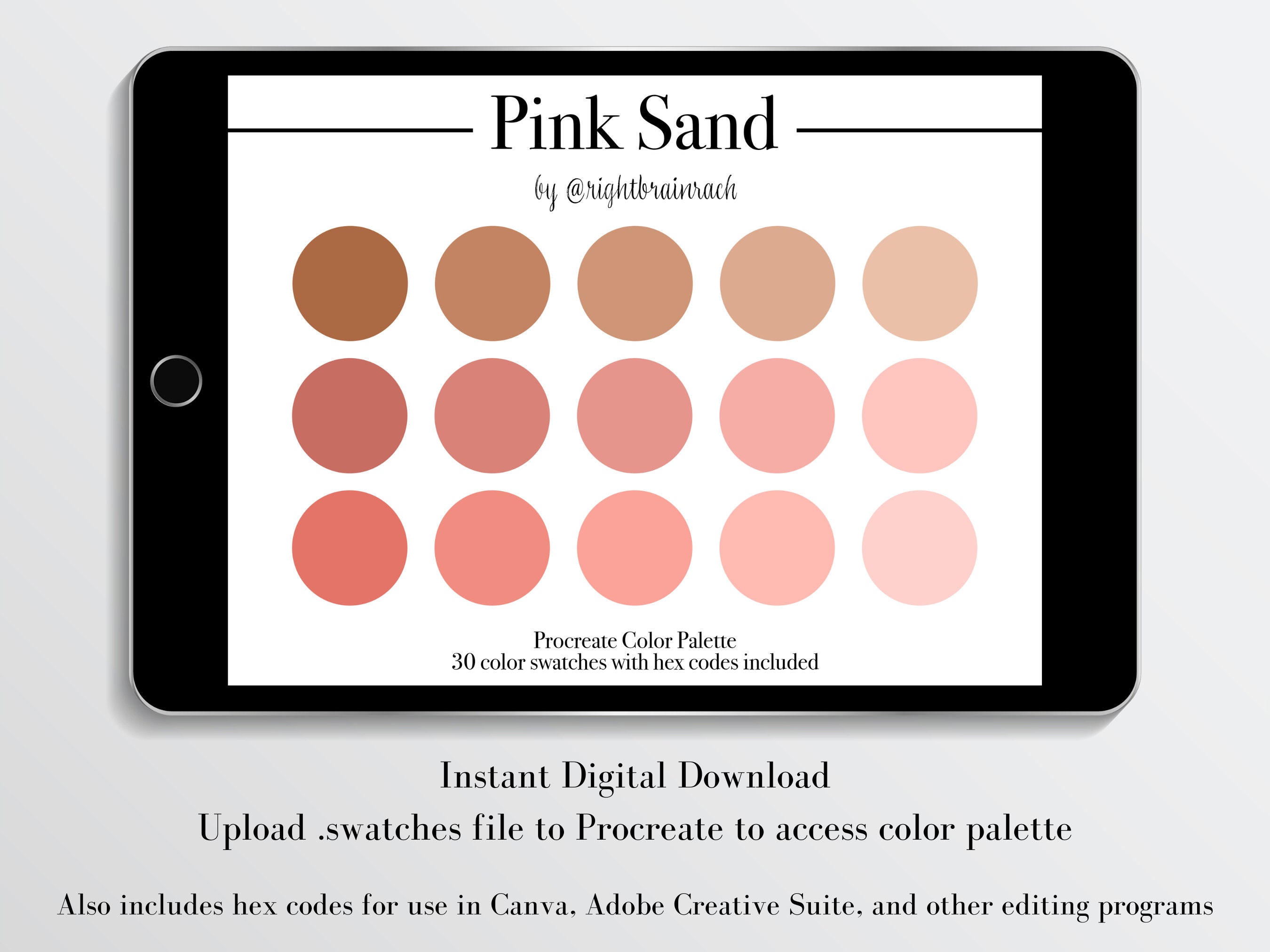 Pink Sand Procreate Color Palette 30 Color Swatches Warm, Neutral, Rose ...