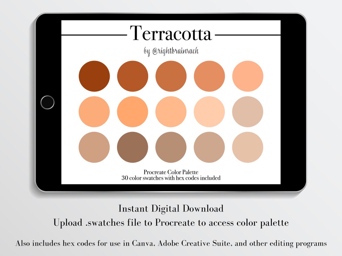 Terracotta Procreate Color Palette 30 Color Swatches Neutral, Orange ...