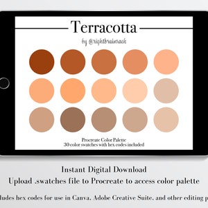 Terracotta Procreate Color Palette 30 Color Swatches Neutral, Orange ...