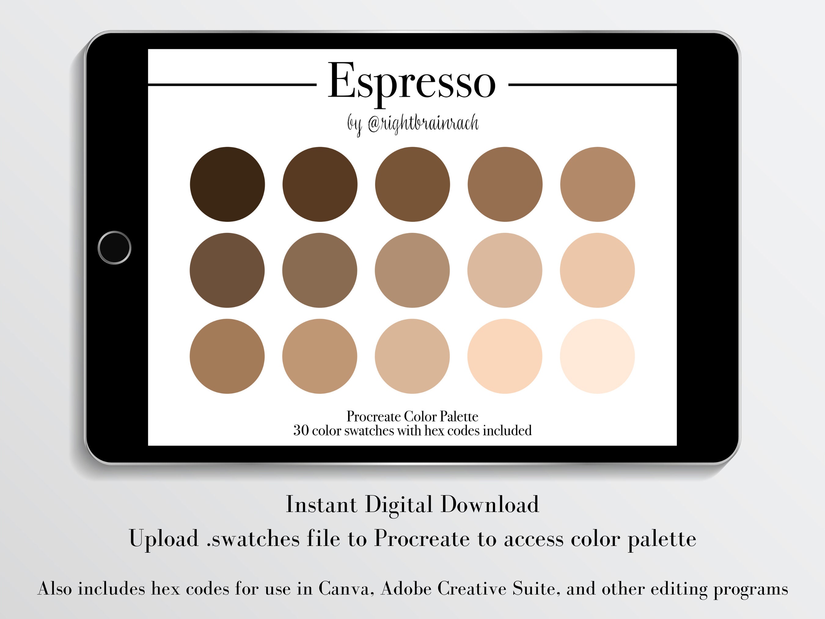 Espresso Procreate Color Palette 30 Color Swatches - Etsy