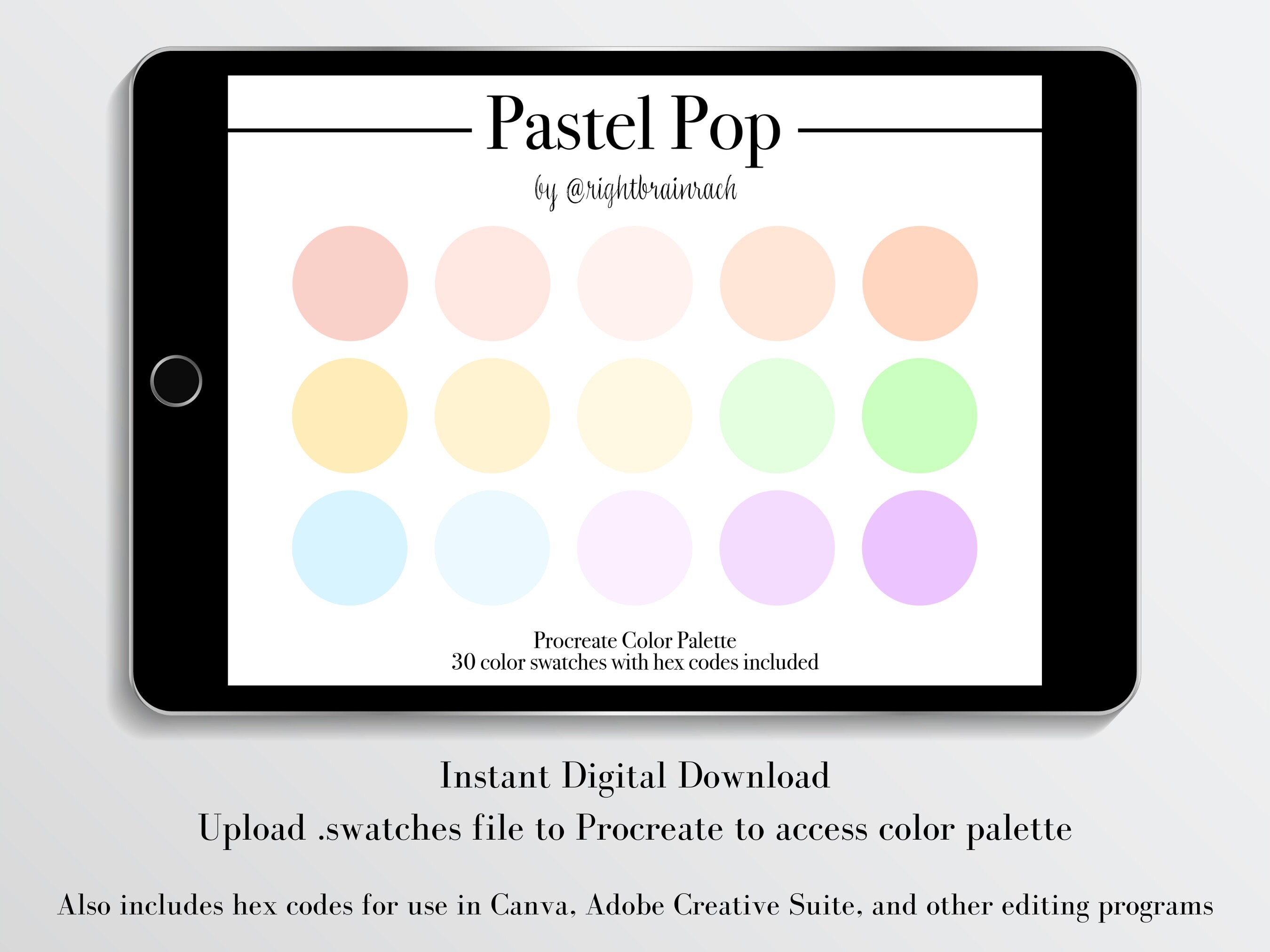Pastel Pop Procreate Color Palette 30 Color Swatches Light, Subtle ...