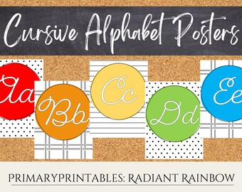 Cursive Alphabet Posters Rainbow Watercolor Classroom Decor - Etsy