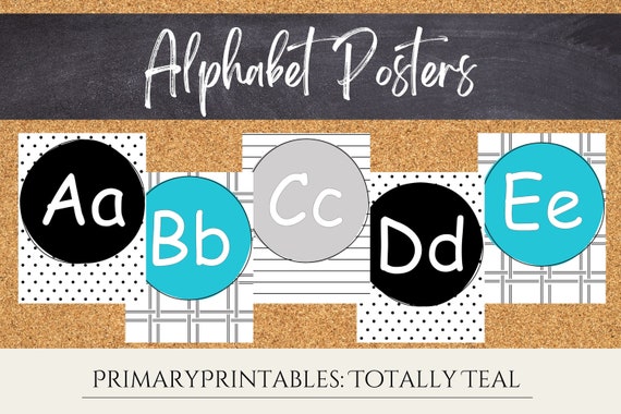 Alphabet Posters Classroom Decor Totally Teal Digital - Etsy