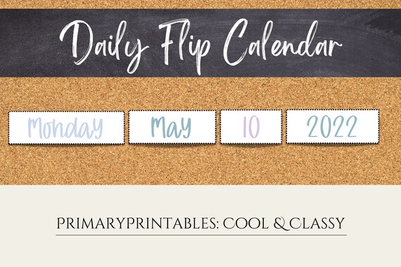 Daily Classroom Flip Calendar Classroom Decor Cool & - Etsy
