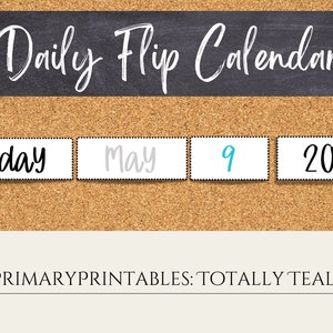 Daily Classroom Flip Calendar - Classroom Decor - Totally Teal ...